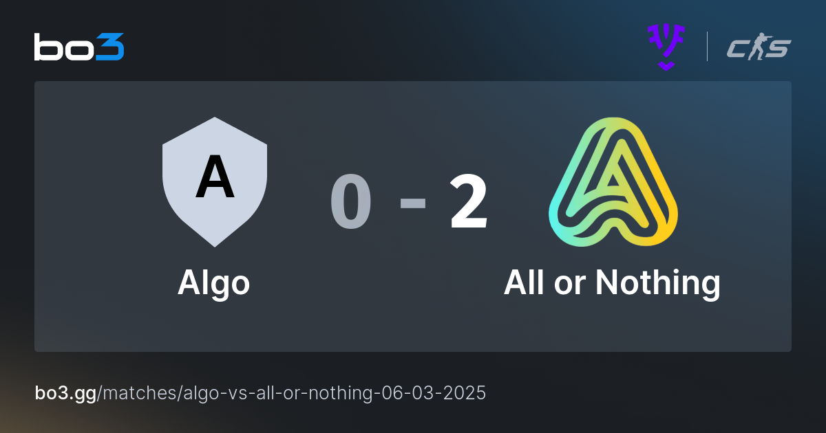 Algo vs All or Nothing - Live - CS2 Match at Justice Cup 5