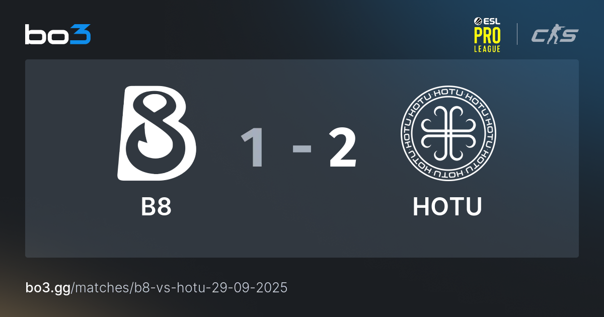 B8 vs HOTU - CS2 Match at ESL Pro League Season 22 Stage 1