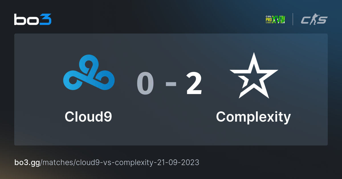 Cloud9 vs Complexity - CS2 Match at ESL Pro League Season 18