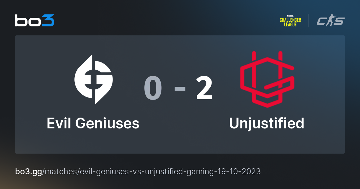 Evil Geniuses vs Unjustified - CS2 Match at ESL Challenger League Season 46: North America