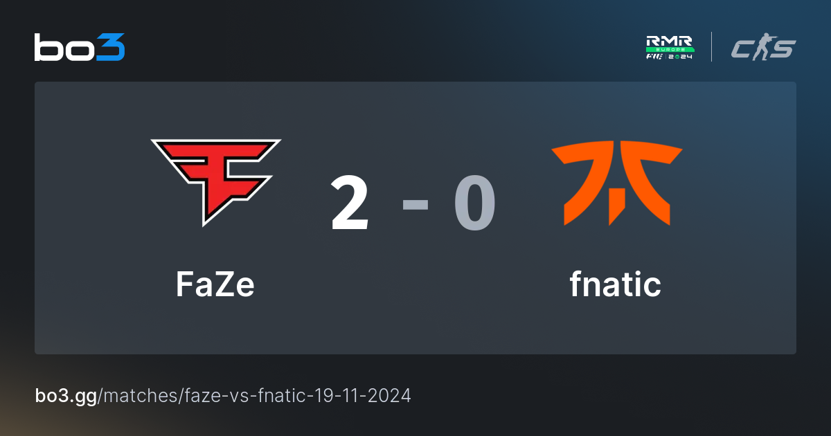 FaZe vs fnatic - CS2 Match at Perfect World Shanghai Major 2024: European RMR A