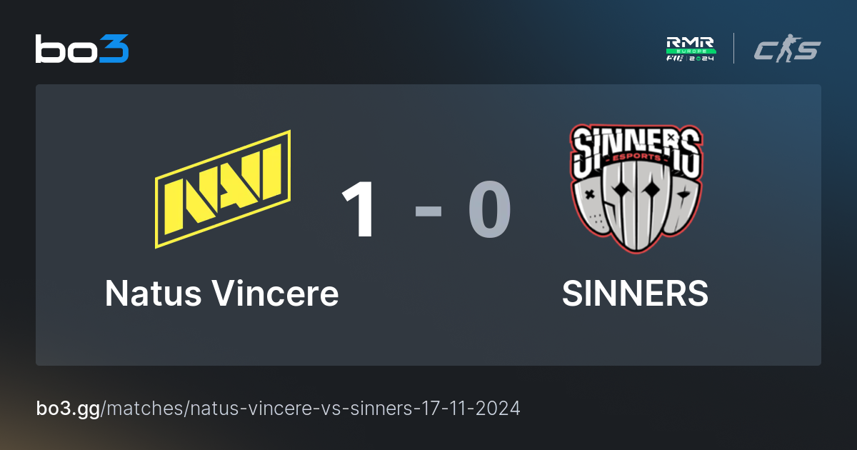 Natus Vincere vs SINNERS - Trận đấu CS2 tại Perfect World Shanghai Major 2024: European RMR A