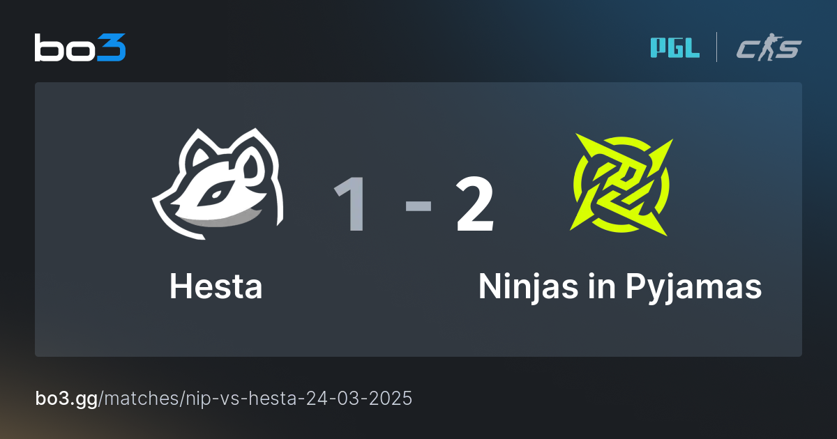 Hesta против Ninjas in Pyjamas - Live – Матч CS2 на PGL Astana 2025: European Open Qualifier 4