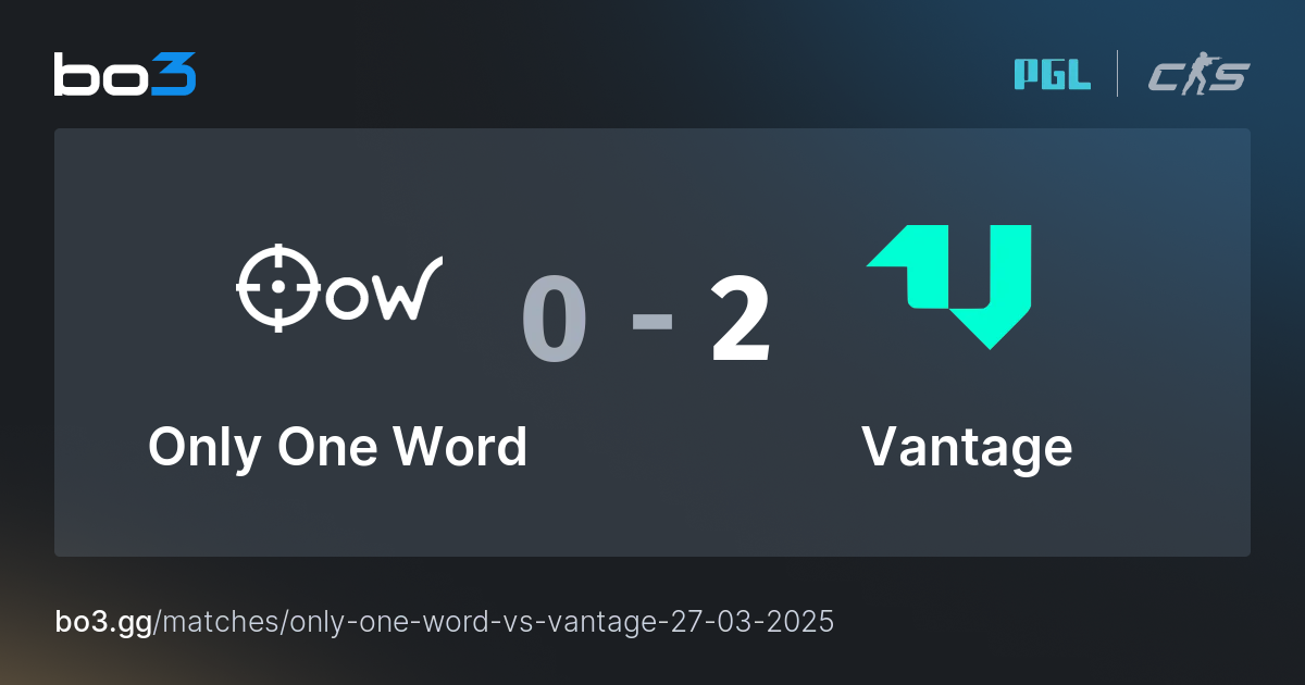 Only One Word vs Vantage - PGL Astana 2025: Oceanic Qualifier에서의 CS2 경기
