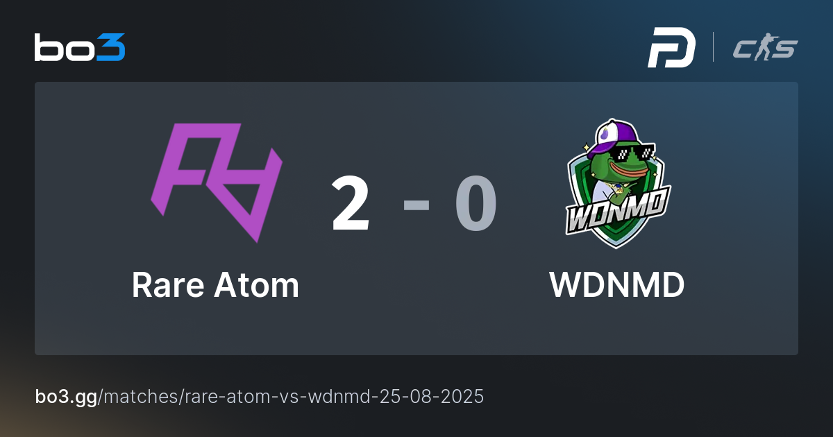 Rare Atom vs WDNMD at Mirage stats dans CS2