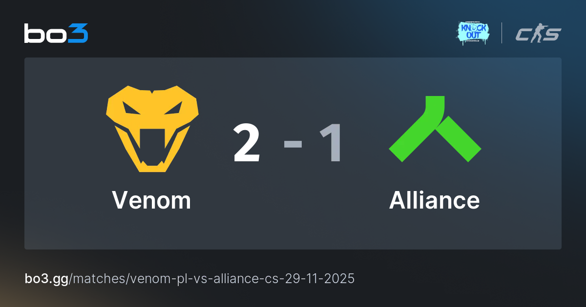 Venom vs Alliance - Na żywo - Mecz CS2 na DreamHack Knockout Stockholm 2025