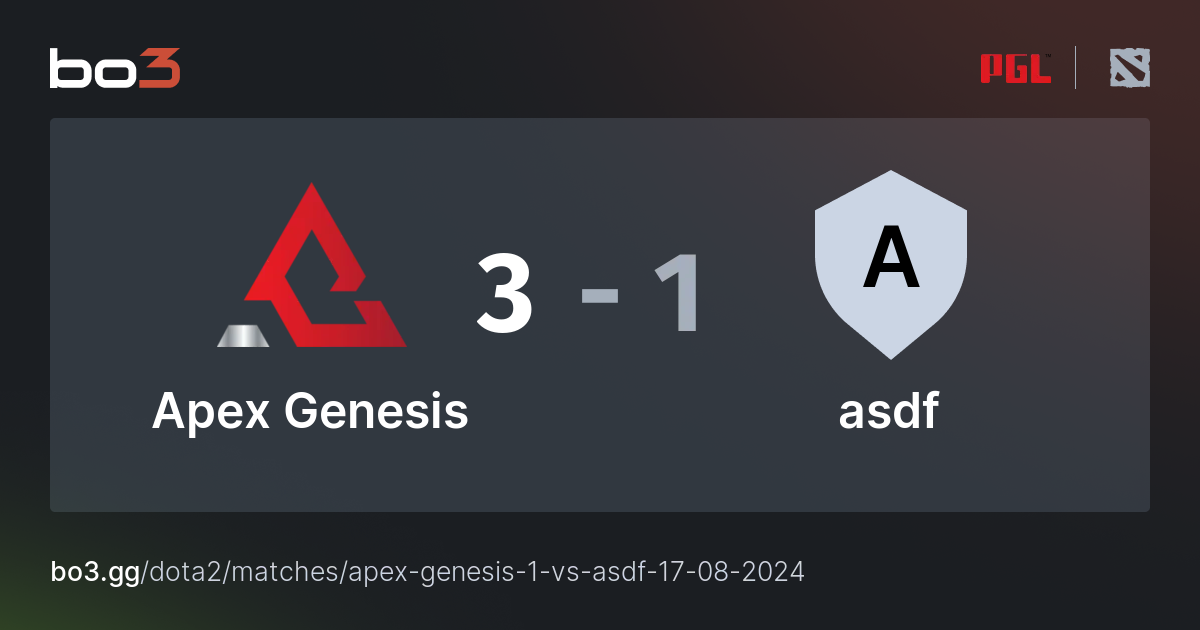 Apex Genesis vs asdf - Dota 2 – bo3.gg