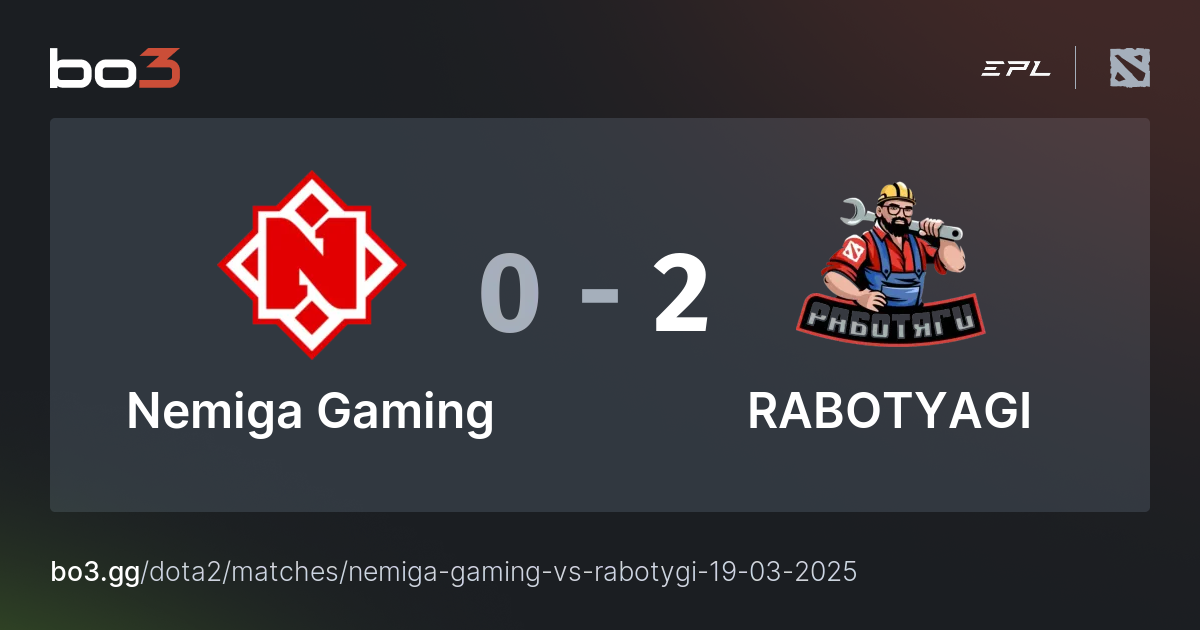 Nemiga Gaming vs RABOTYAGI - Dota 2 Live – bo3.gg