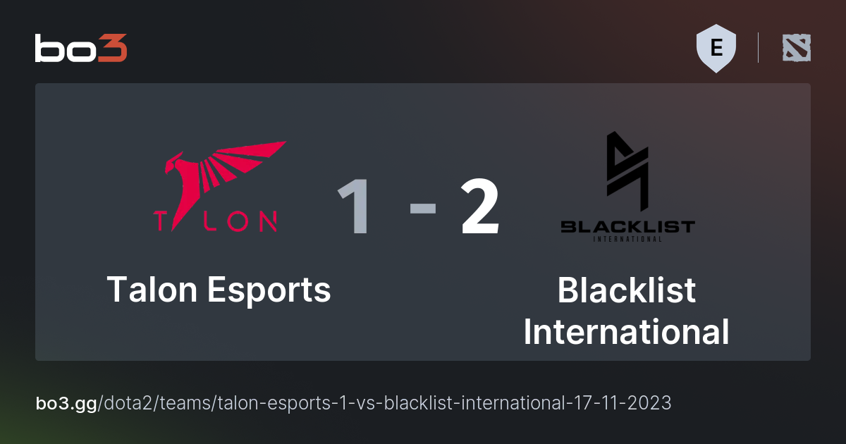 Talon Esports vs Blacklist International - Dota 2 – bo3.gg