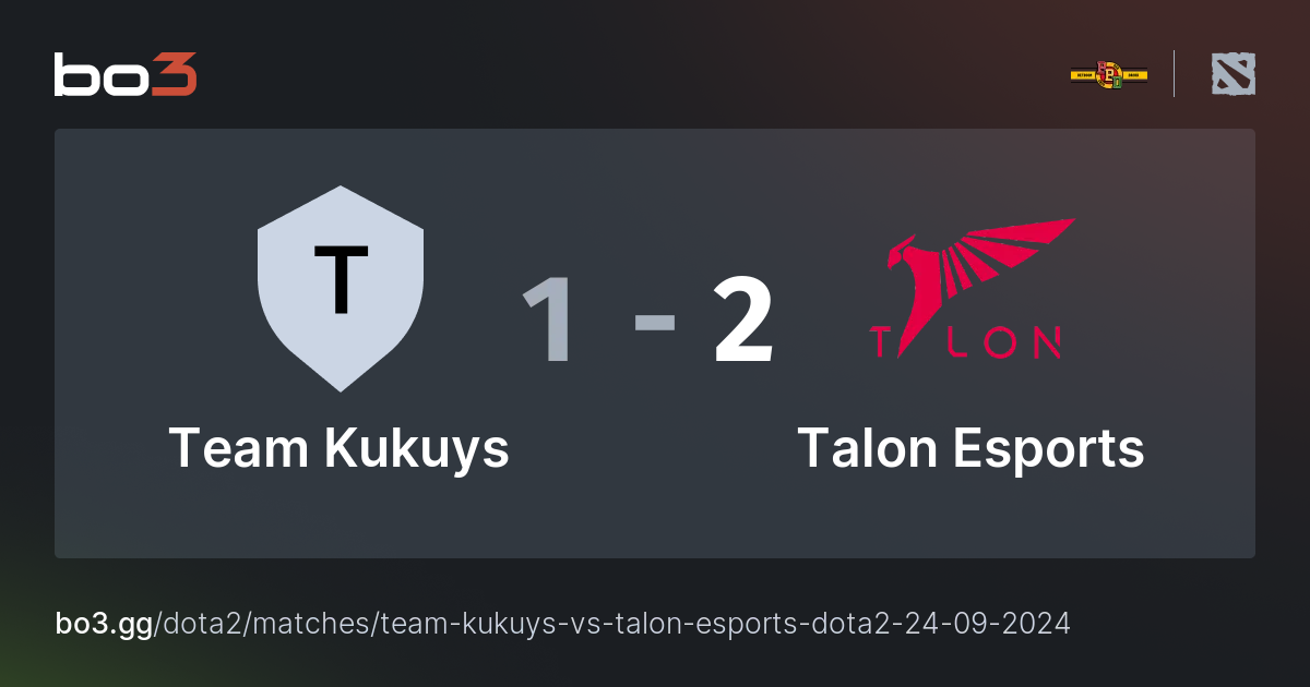 Kukuys vs Talon Esports - Dota 2 – bo3.gg