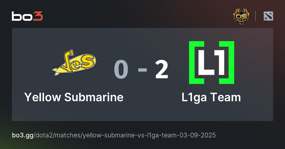 Yellow Submarine vs L1ga Team - Dota 2 – bo3.gg