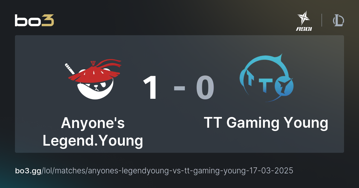 Anyone's Legend.Young vs TT Gaming Young - League of Legends – bo3.gg