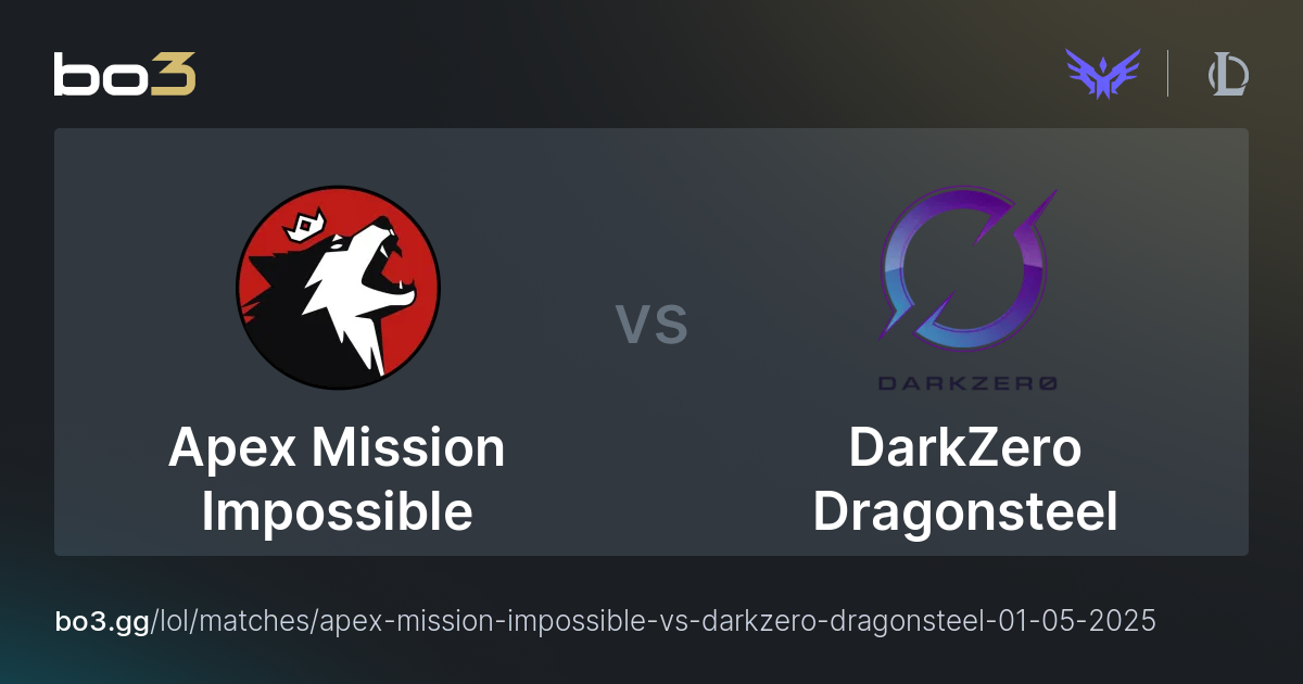 Apex Mission Impossible vs DarkZero Dragonsteel - League of Legends Live – bo3.gg