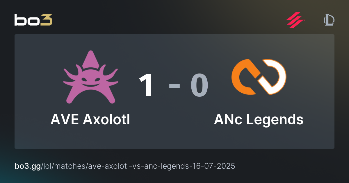AVE Axolotl vs ANc Legends - 리그 오브 레전드 – bo3.gg