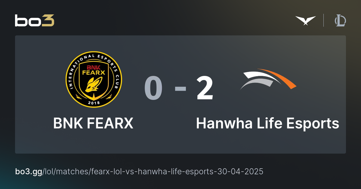 BNK FEARX vs Hanwha Life Esports - League of Legends – bo3.gg