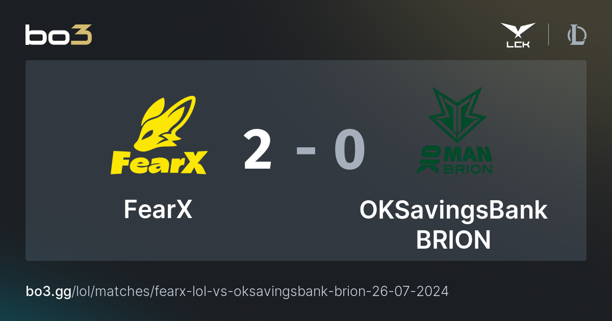 FearX vs OKSavingsBank BRION - League of Legends – bo3.gg
