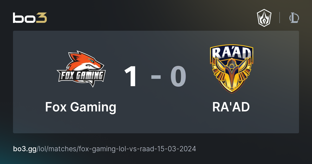 Fox Gaming vs RA'AD - League of Legends – bo3.gg