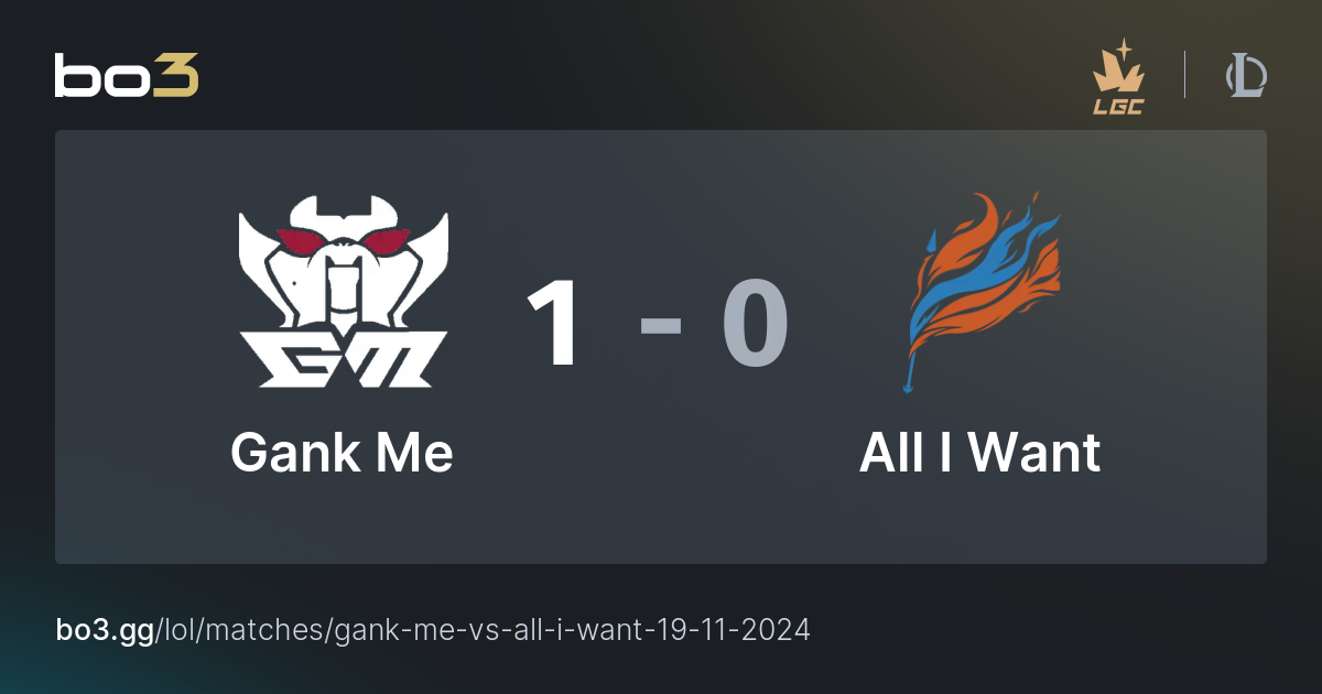 Gank Me vs All I Want - League of Legends – bo3.gg