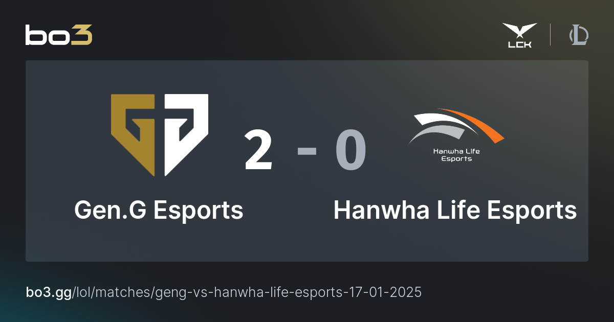 Gen.G vs Hanwha Life Esports - League of Legends – bo3.gg