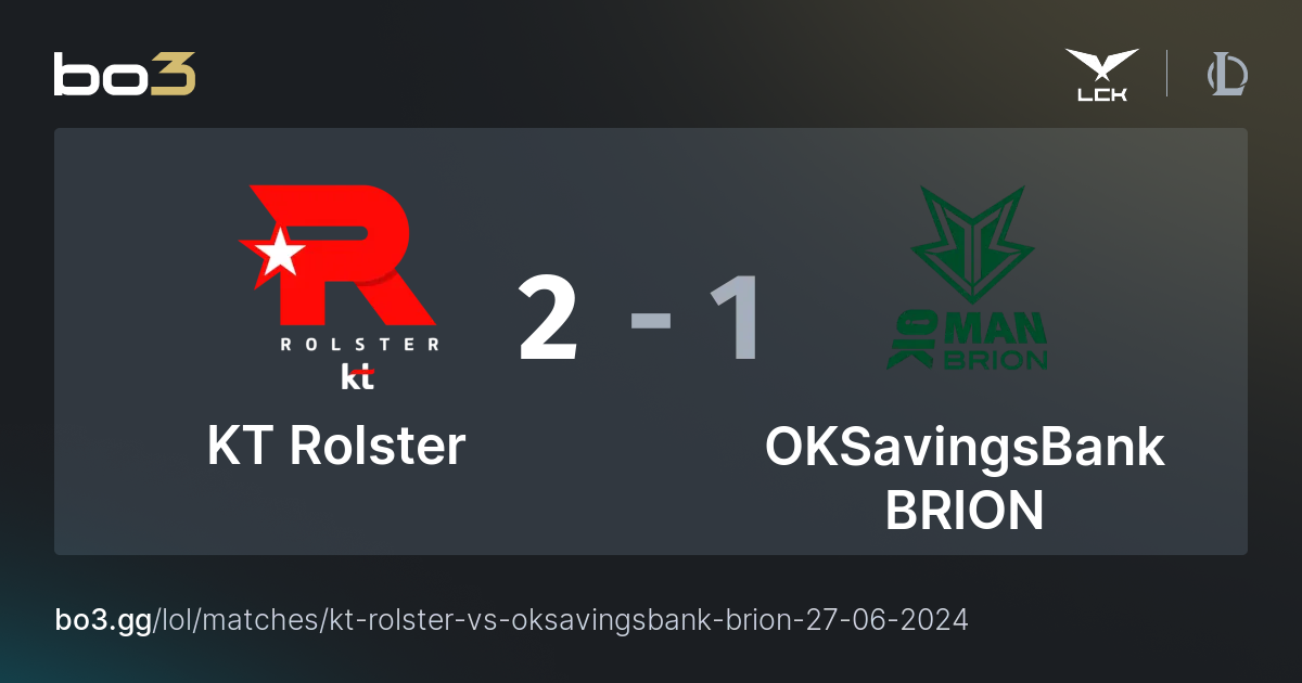 KT Rolster vs OKSavingsBank BRION - League of Legends – bo3.gg