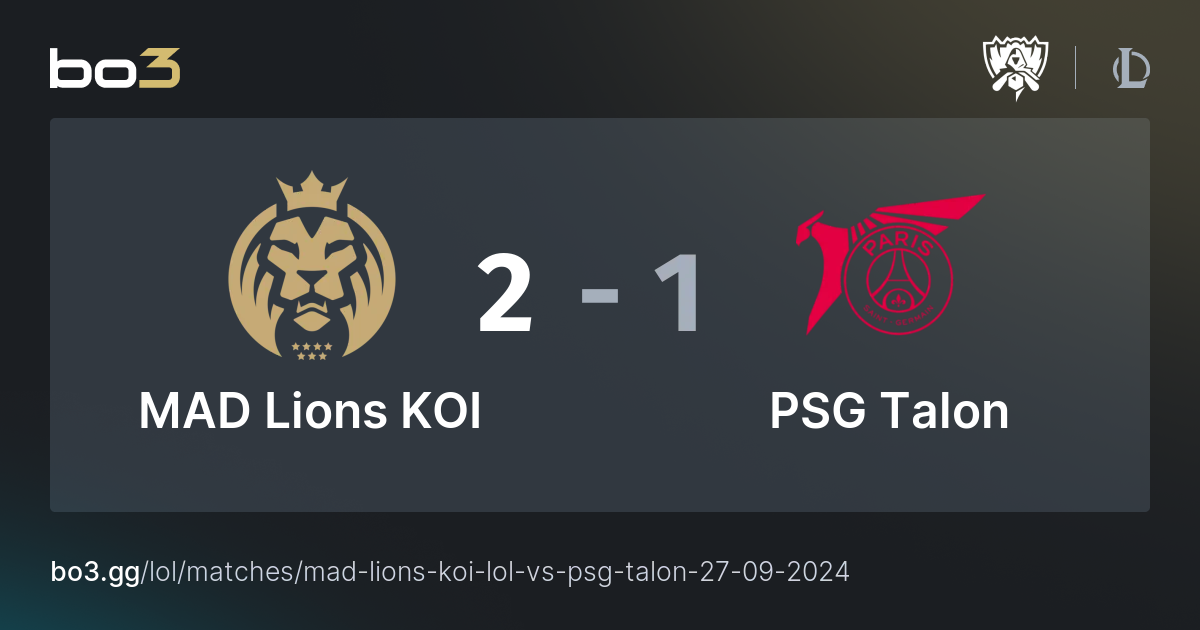 MAD Lions KOI vs PSG Talon - League of Legends – bo3.gg