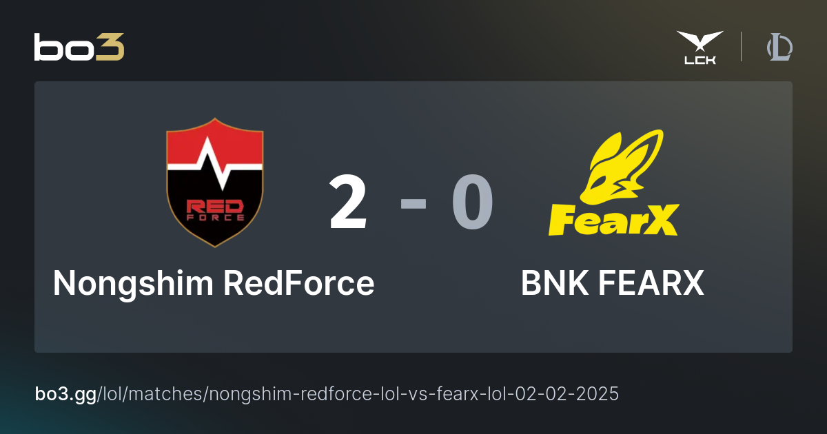 Nongshim RedForce vs BNK FEARX - League of Legends – bo3.gg