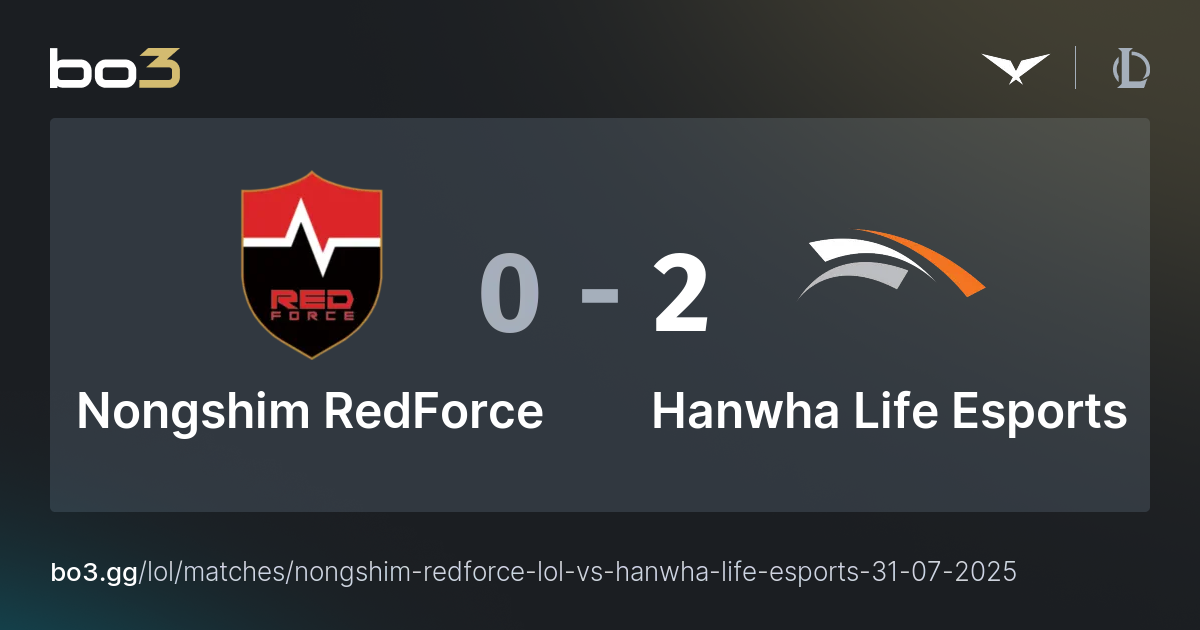 Nongshim RedForce vs Hanwha Life Esports – Map 2 – League of Legends – bo3.gg