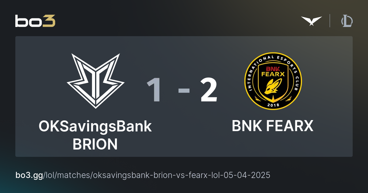 OKSavingsBank BRION vs BNK FEARX - League of Legends – bo3.gg