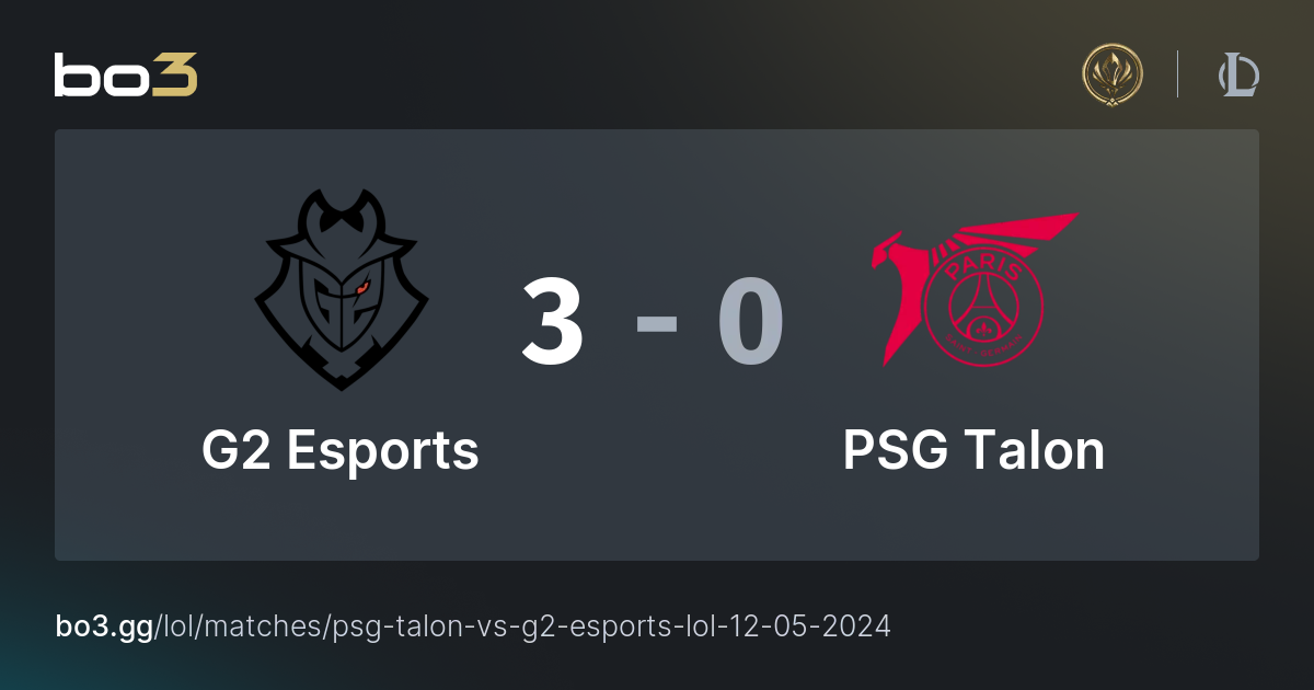 G2 Esports vs PSG Talon - League of Legends – bo3.gg