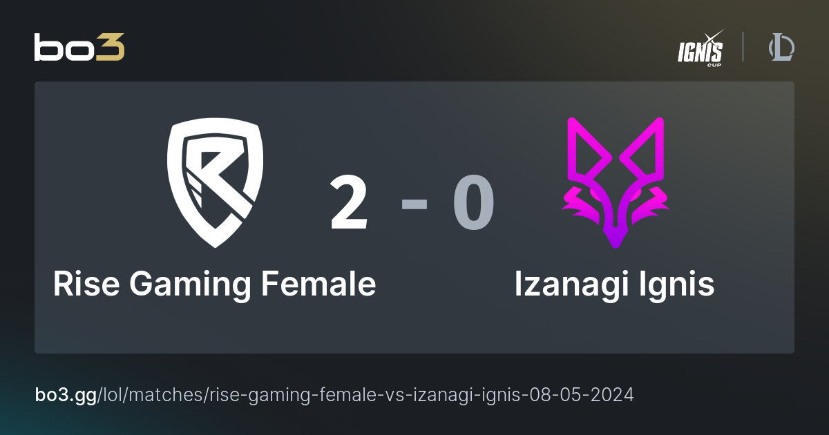 Rise Gaming Female vs Izanagi Ignis - League of Legends – bo3.gg