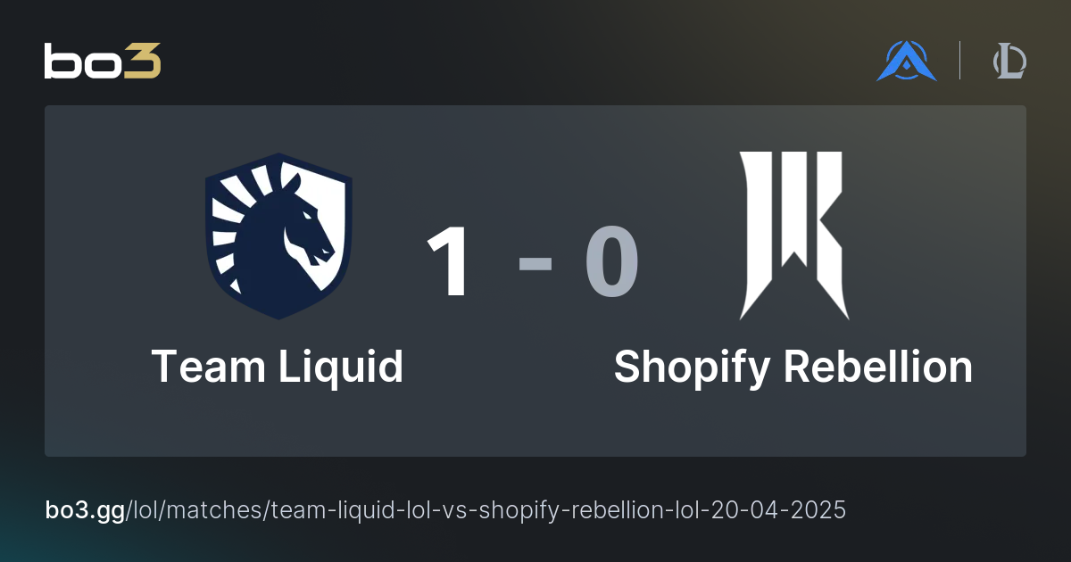 Team Liquid vs Shopify Rebellion - League of Legends – bo3.gg
