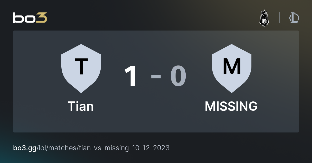 Tian vs MISSING - League of Legends – bo3.gg