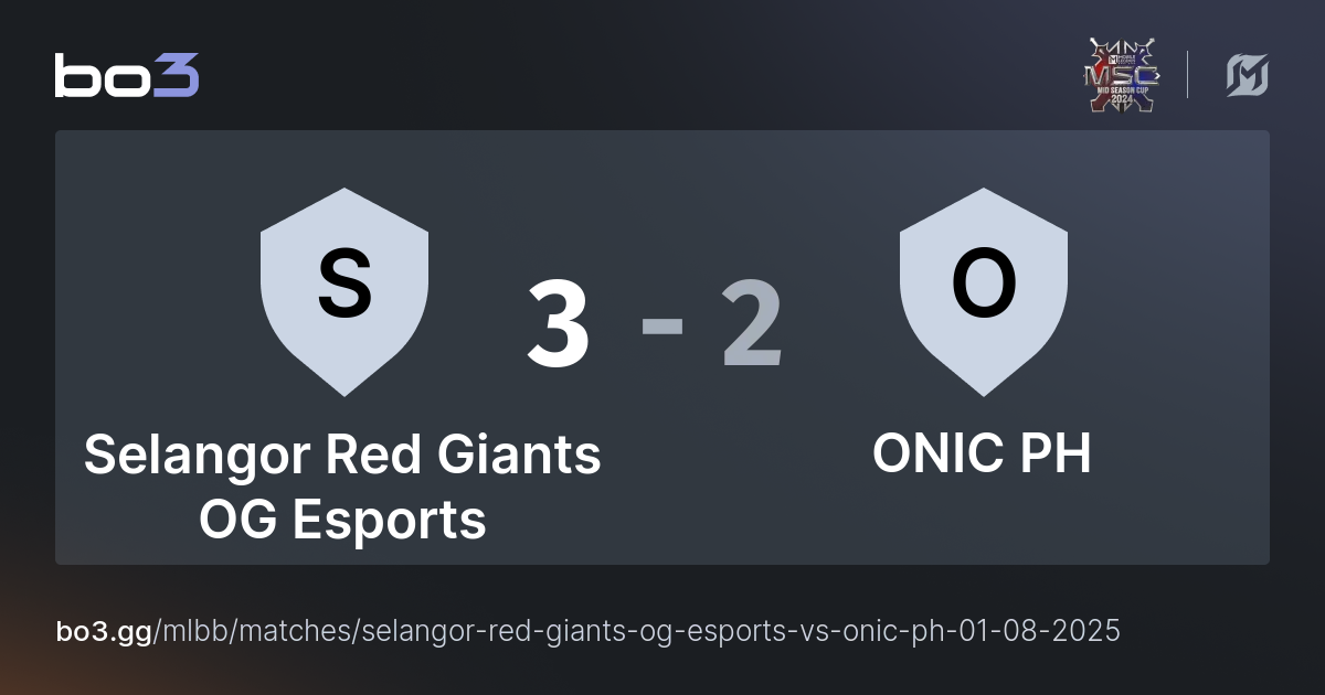 Selangor Red Giants OG Esports vs ONIC PH - Mobile Legends – bo3.gg