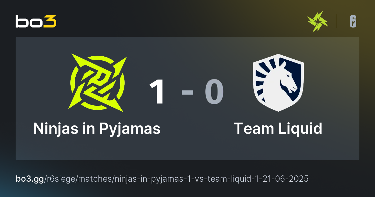 Ninjas in Pyjamas vs Team Liquid - Rainbow Six Siege – bo3.gg