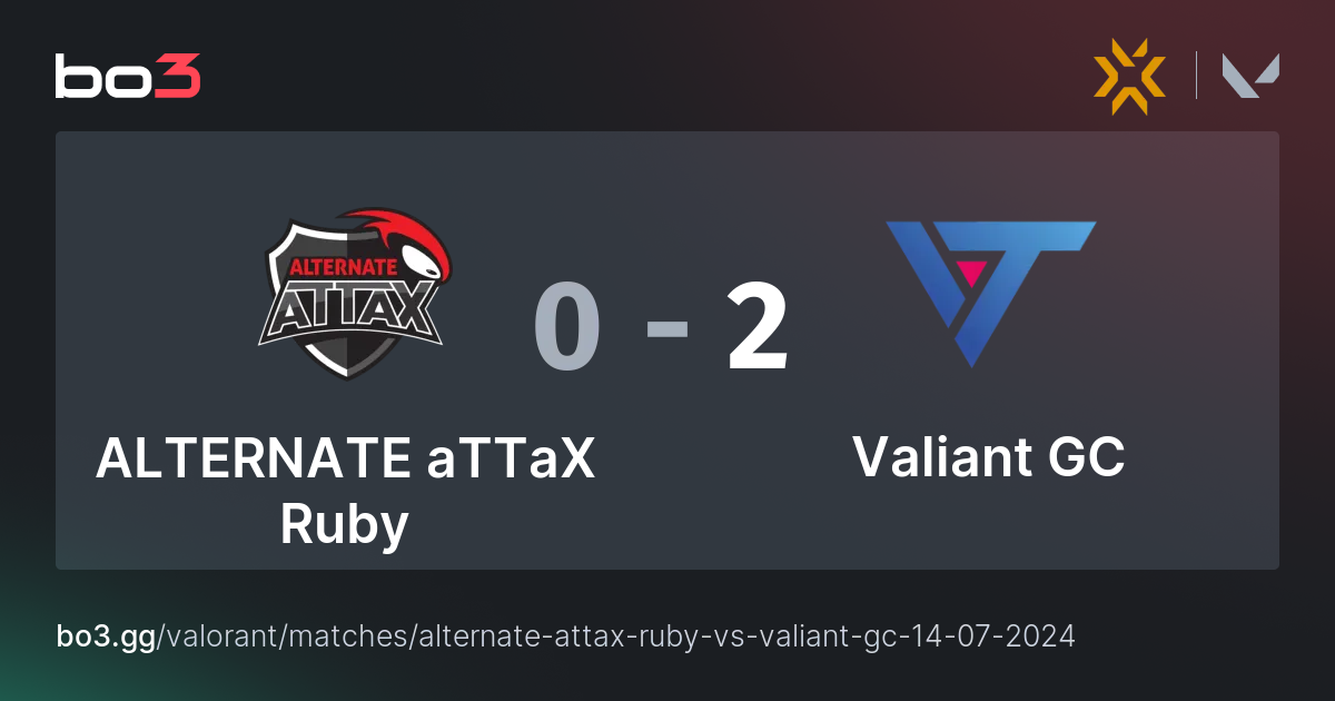 ALTERNATE aTTaX Ruby vs Valiant GC - Valorant – bo3.gg