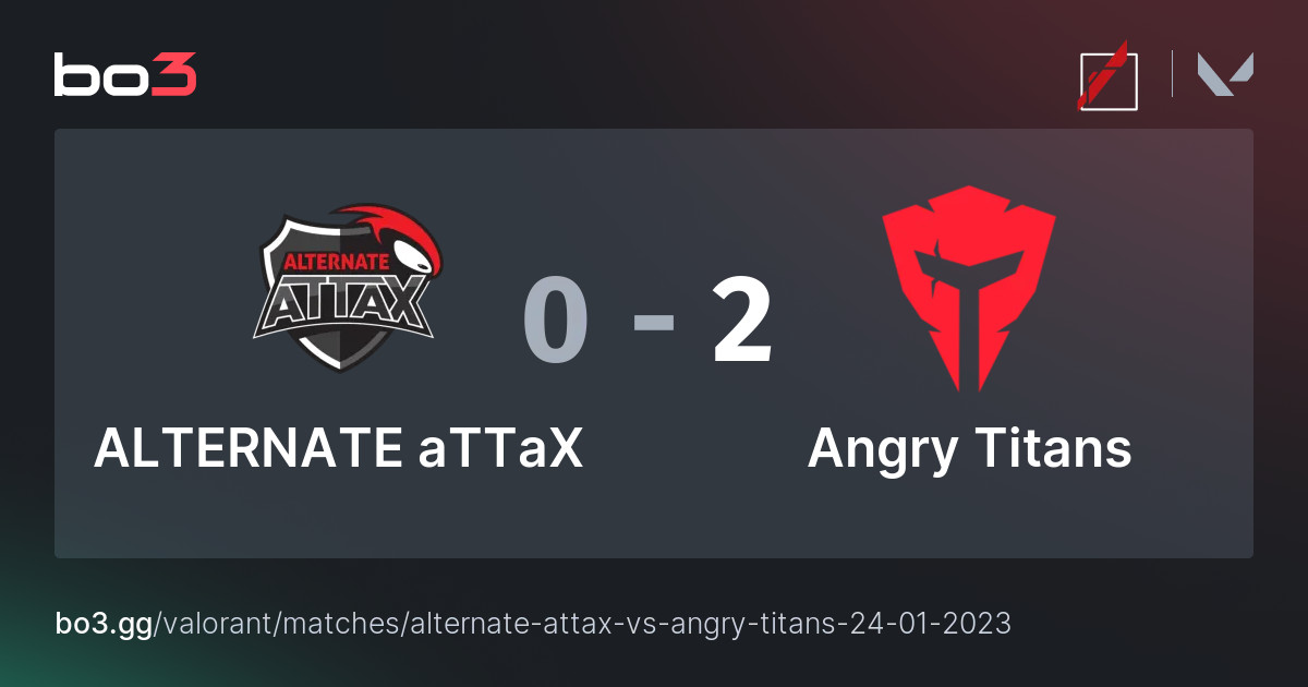 ALTERNATE aTTaX проти Angry Titans - Valorant – bo3.gg