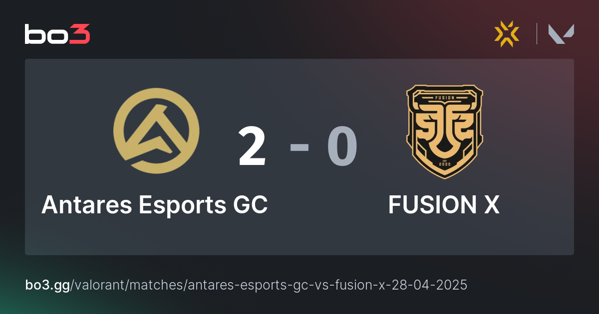 Antares Esports GC против FUSION X - Valorant – bo3.gg