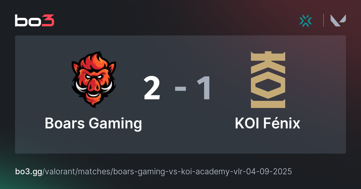 Boars Gaming vs KOI Fénix - Valorant Nhắm – bo3.gg