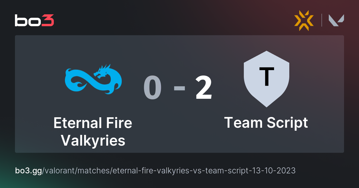 Eternal Fire Valkyries vs Team Script - Valorant – bo3.gg