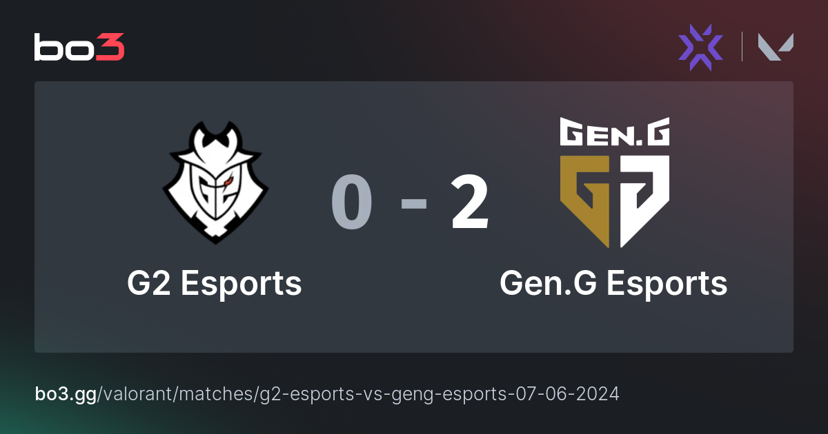 G2 Esports vs Gen.G Esports - Valorant – bo3.gg