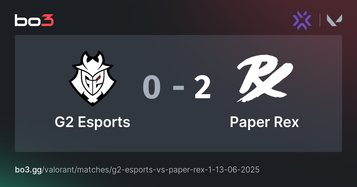 G2 Esports vs Paper Rex - Valorant – bo3.gg