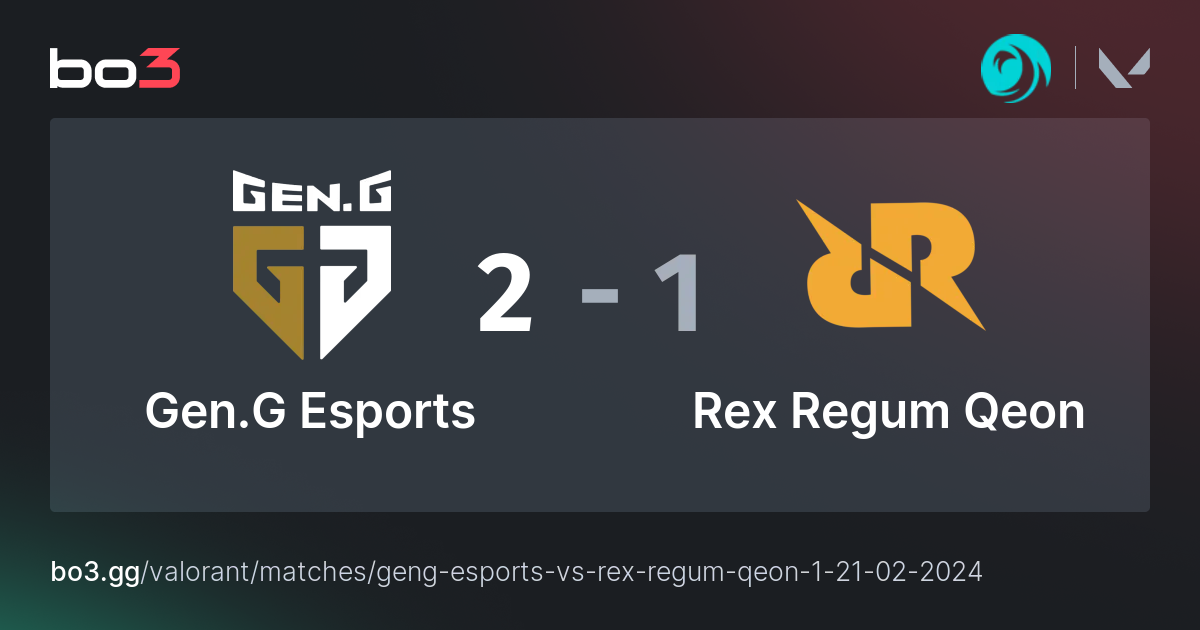 Gen.G Esports vs Rex Regum Qeon - Valorant – bo3.gg