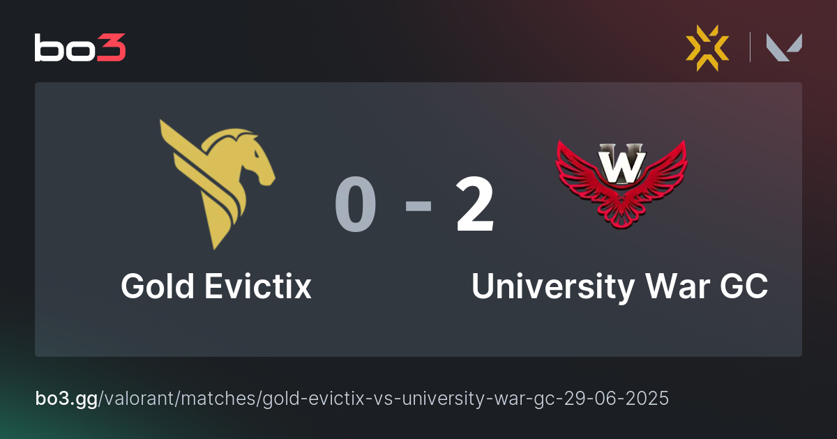 Gold Evictix vs University War GC - Valorant – bo3.gg
