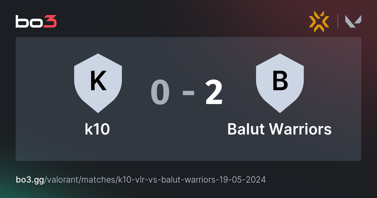 k10 vs Balut Warriors - Valorant – bo3.gg