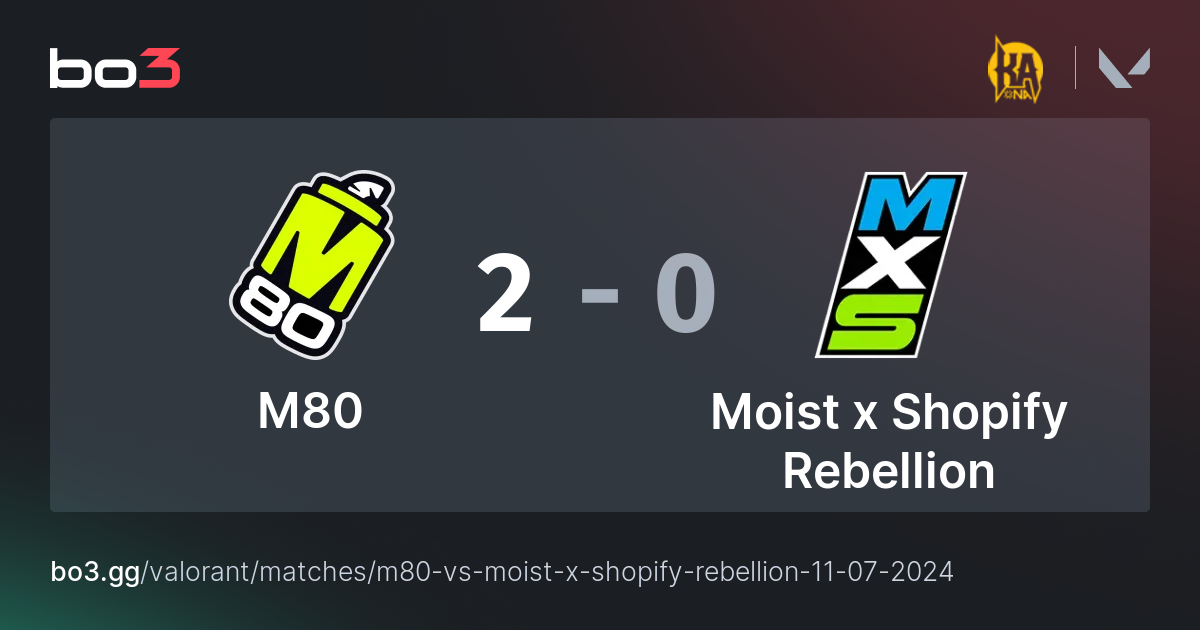 M80 vs Moist x Shopify Rebellion - Valorant – bo3.gg