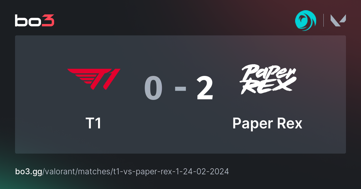 T1 vs Paper Rex - Valorant – bo3.gg