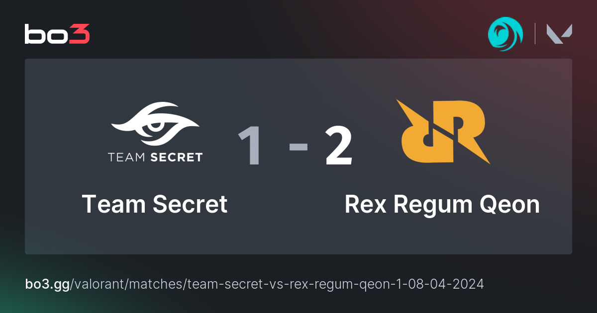 Team Secret vs Rex Regum Qeon - Valorant – bo3.gg