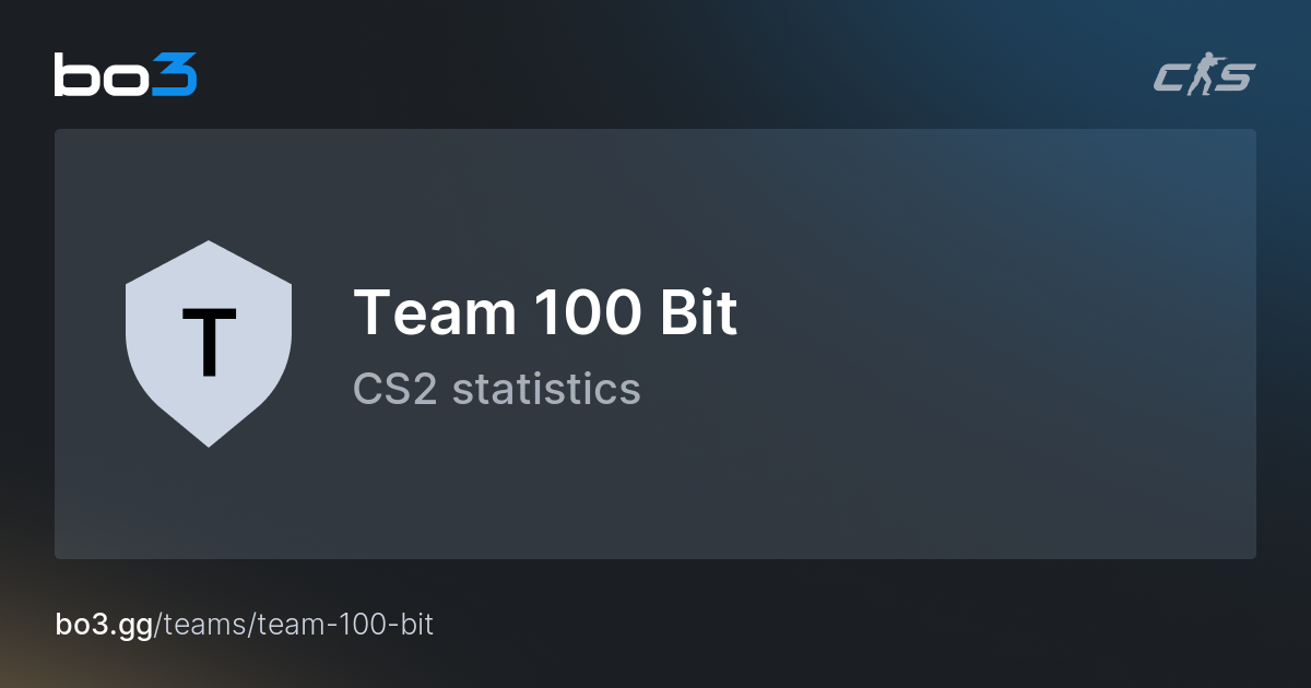Team 100 Bit CS2 팀 통계 및 명단