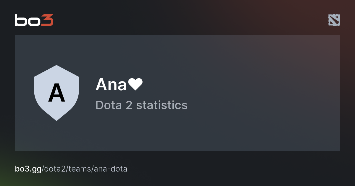 Ana Dota 2 team statistics, standings & roster