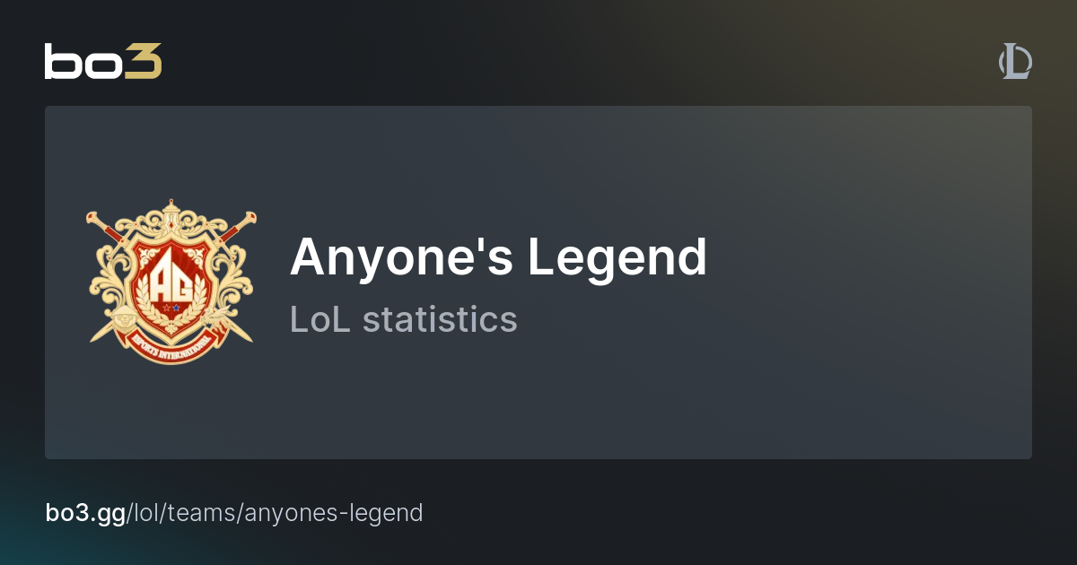 Anyone's Legend LoL team Matches: upcoming, current & finished